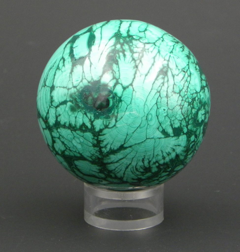Large Malachite Sphere, measuring 5.3cm made from botryoidal Malachite