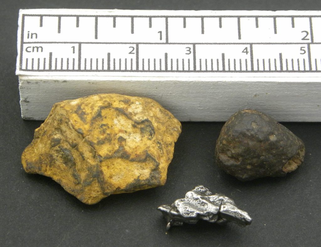 Meteorite Collection, containing three different meteorites