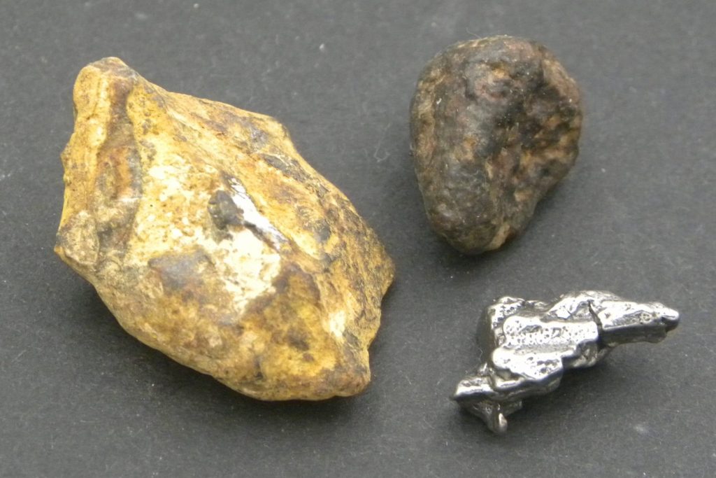 Meteorite Collection, containing three different meteorites