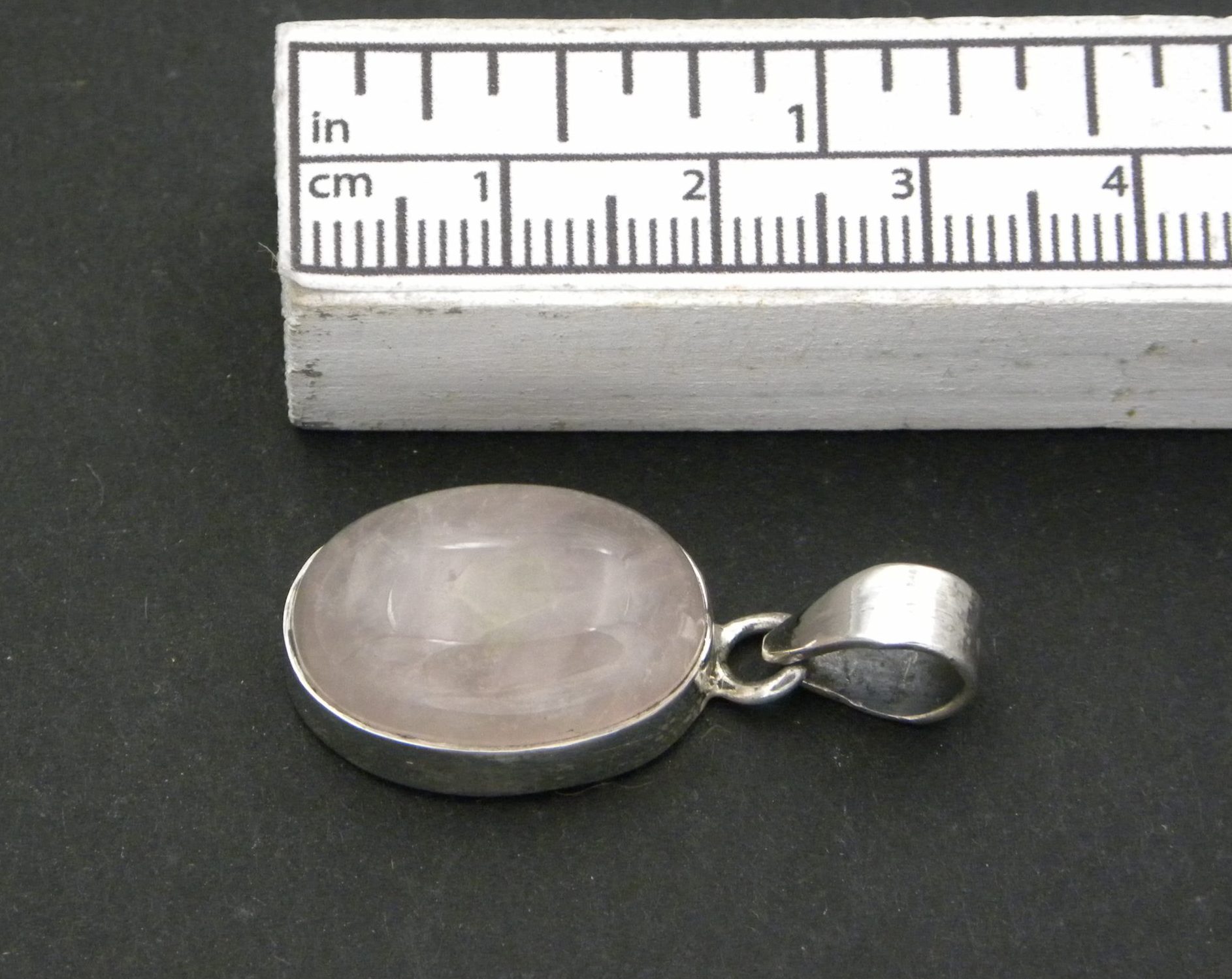 Oval Rose Quartz Sterling Silver Pendant
