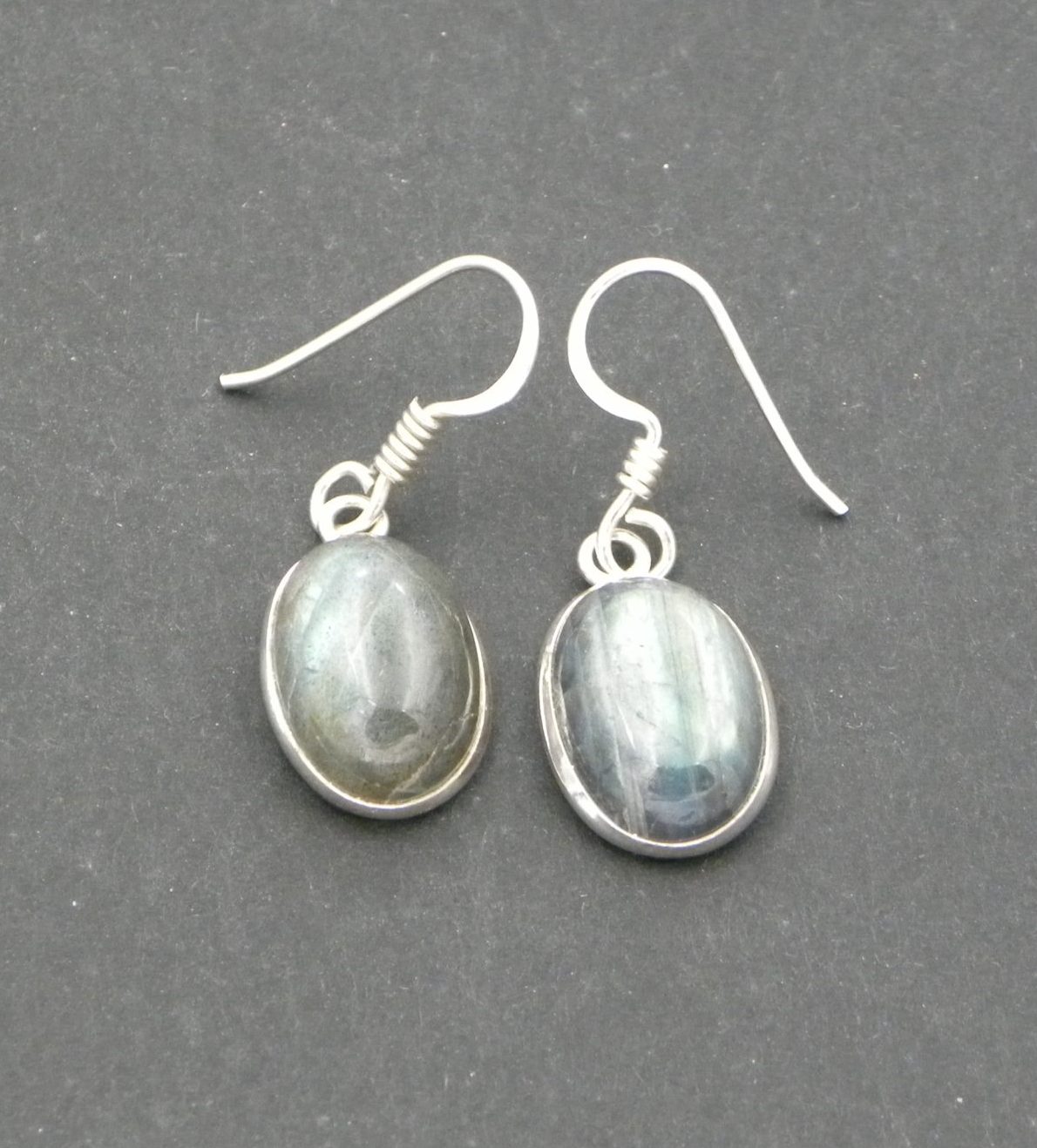 Oval Labradorite Drop Earrings in 925 Sterling Silver