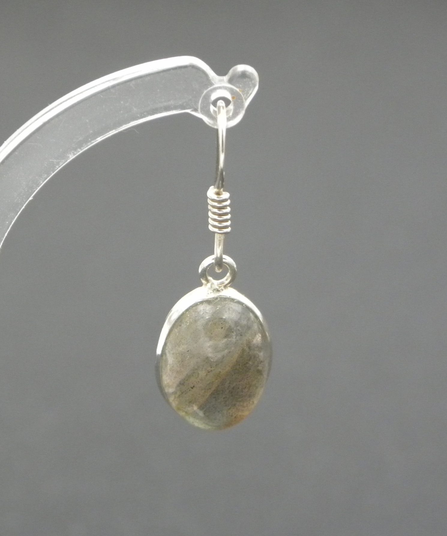 Oval Labradorite Drop Earrings in 925 Sterling Silver